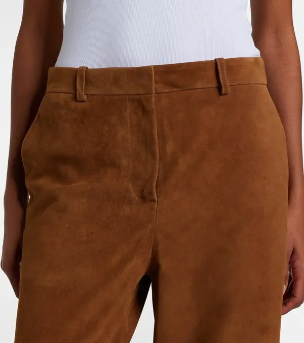 Nour Hammour Coda Suede Wide-leg Pants - Brown