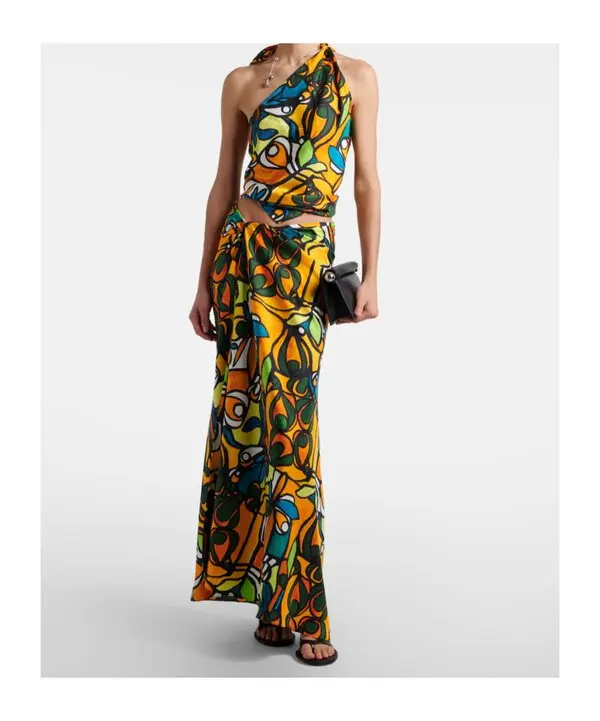 Christopher Esber Printed Draped Silk Maxi Dress