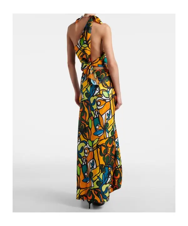 Christopher Esber Printed Draped Silk Maxi Dress