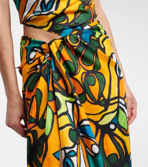 Christopher Esber Printed Draped Silk Maxi Dress