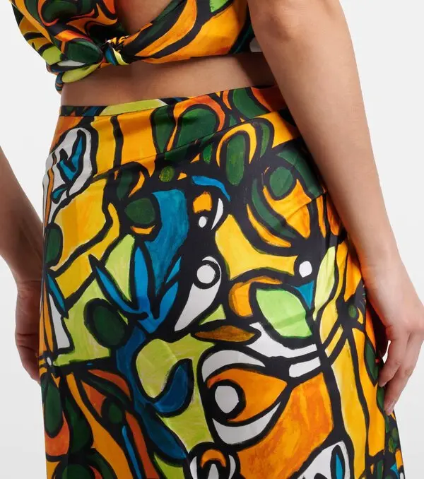 Christopher Esber Printed Draped Silk Maxi Dress