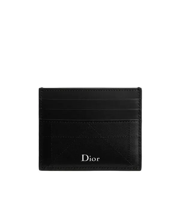 Dior Card Holder In Calfskin - Black