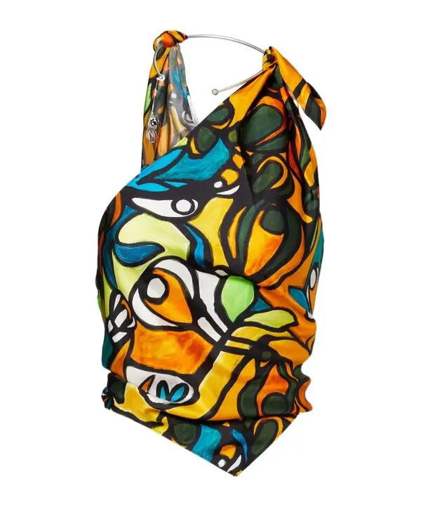 Christopher Esber Printed Draped Silk Top