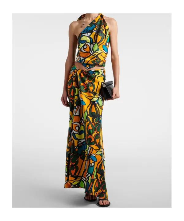 Christopher Esber Printed Draped Silk Top