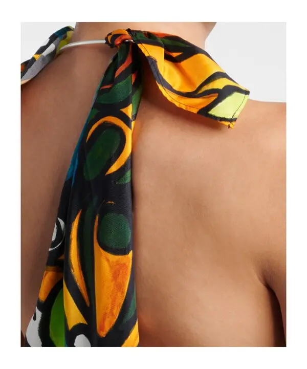 Christopher Esber Printed Draped Silk Top