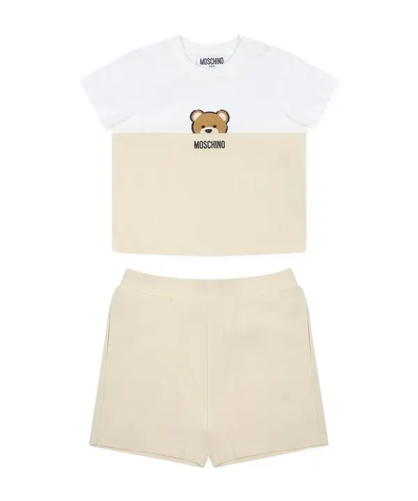Moschino Teddy Bear Motif Shorts Set - Light Beige