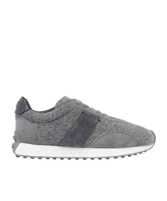 TOD'S Logo Embroidered Panelled Sneakers - Grey