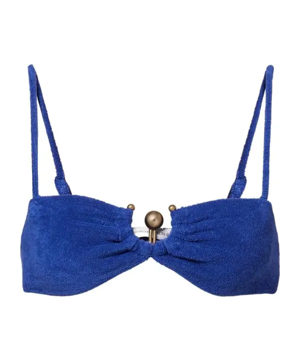 Christopher Esber Cotton Blend Terry Cloth Bra Top - Blue