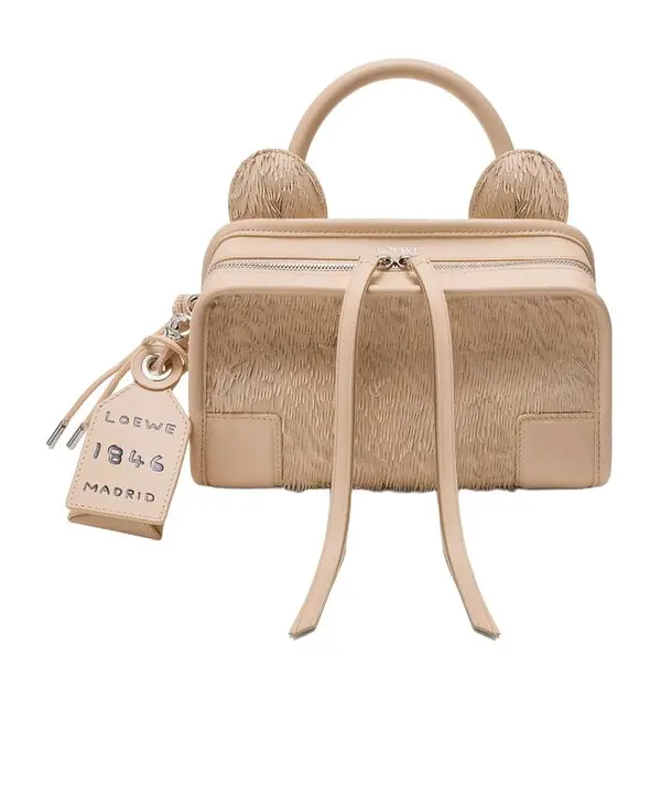 Loewe Mini Lion Fringed Cut Amazona 180 Shoulder Bag - Beige