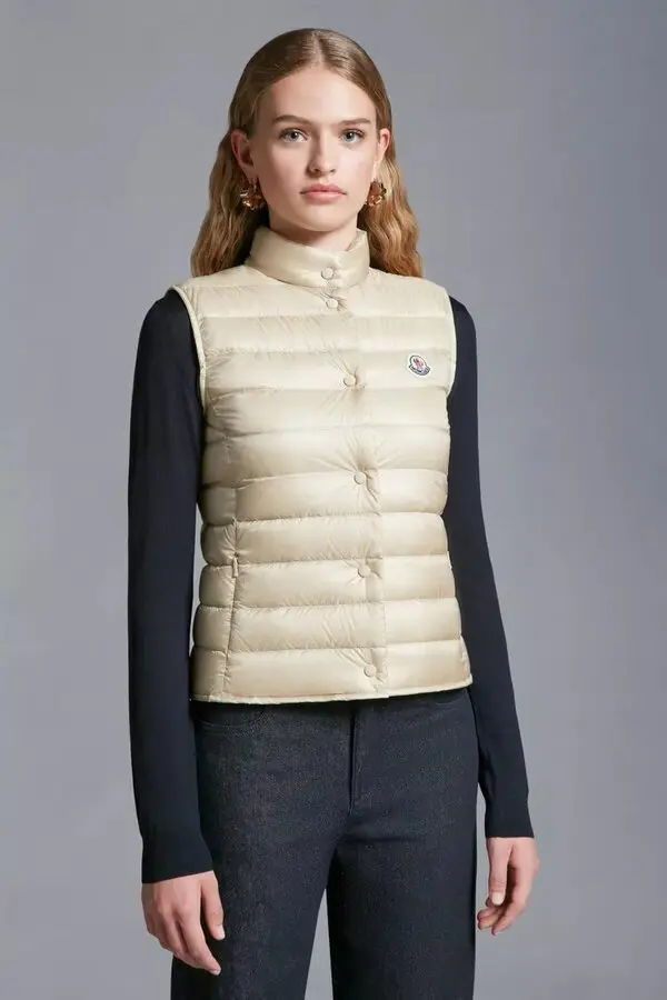 Moncler Liane High-neck Puffer Gilet - Nude