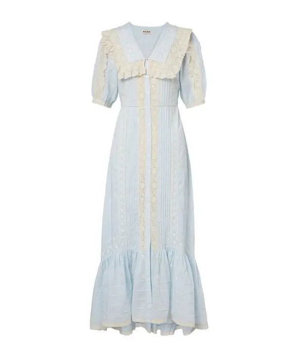 Rixo Edina Embroidered Cotton Midi Dress