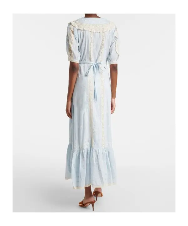Rixo Edina Embroidered Cotton Midi Dress