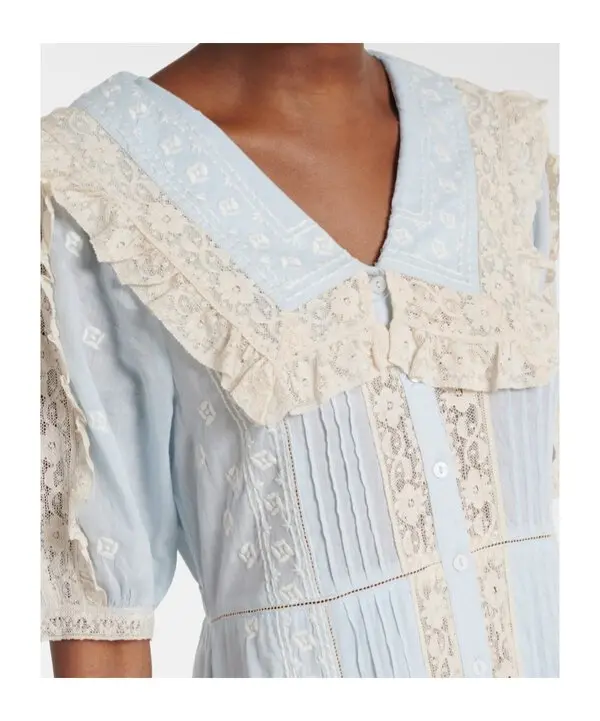 Rixo Edina Embroidered Cotton Midi Dress