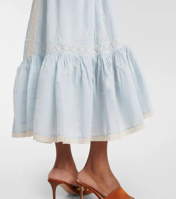 Rixo Edina Embroidered Cotton Midi Dress