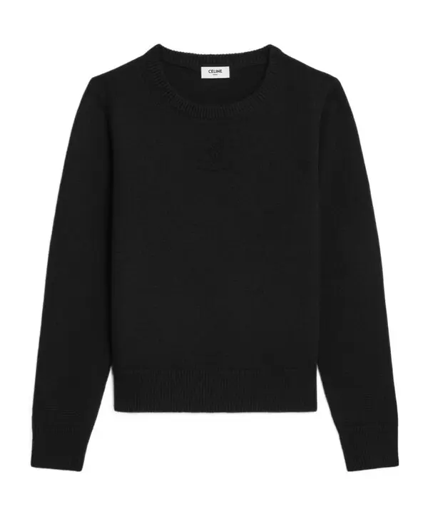 Celine Crew Neck Sweater In Heritage Cashmere - Black