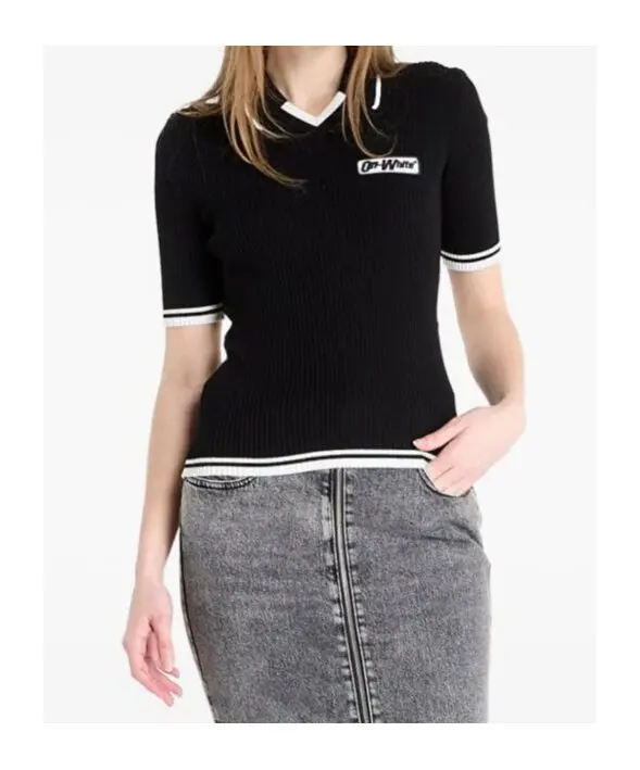 Off-White Ribbed Short-sleeve Top