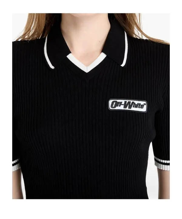 Off-White Ribbed Short-sleeve Top