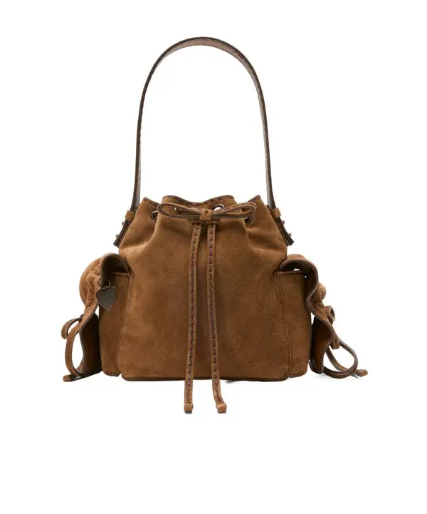 Acne Studios Mini Multipocket Suede Bucket Bag
