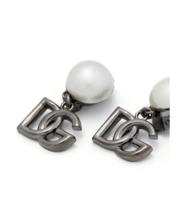 Dolce & Gabbana Logo Pearl Clip-on Earrings