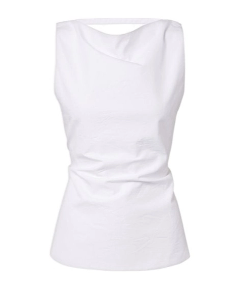RÓHE Draped Cotton-blend Top - White