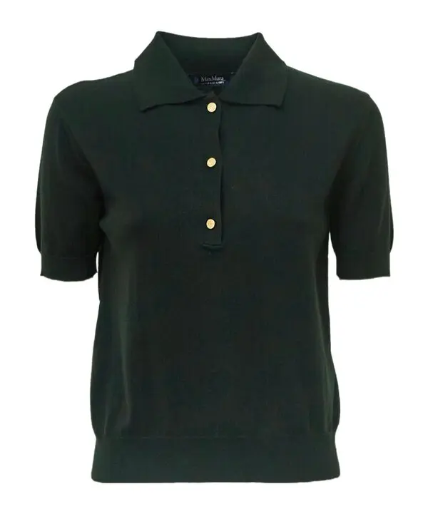Max Mara Short-sleeve Knitted Polo Top - Black