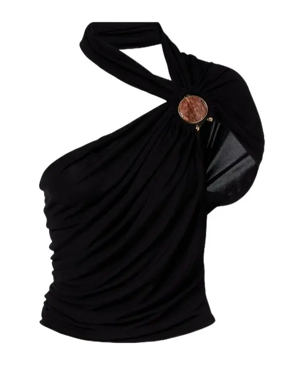 Christopher Esber Embellished Draped Jersey Top - Black