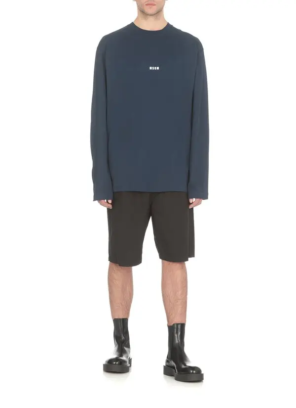MSGM Logo-print Long-sleeve Cotton T-shirt
