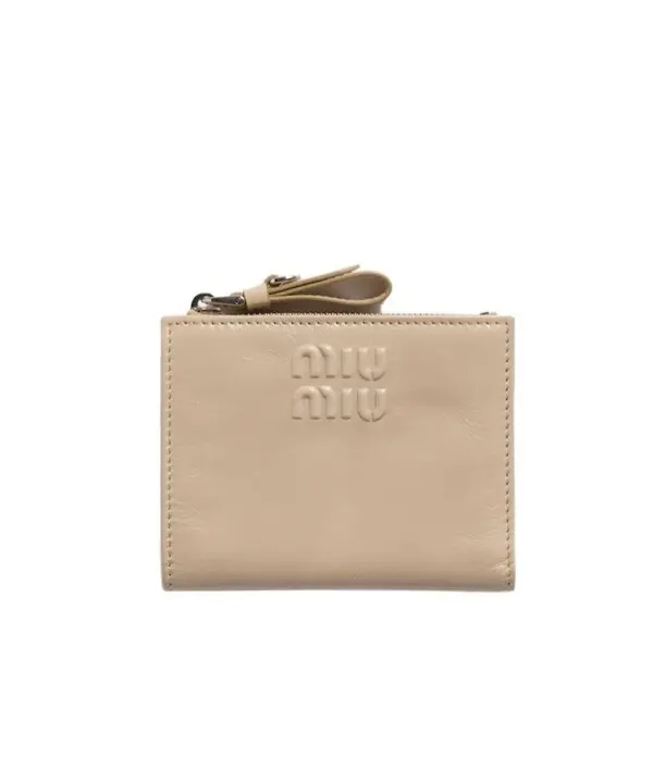 Miu Miu Small Leather Wallet - Travertine