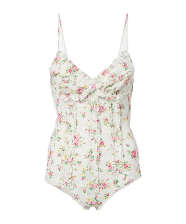SHUSHU/TONG Floral Bodysuit With Bow Detail - No