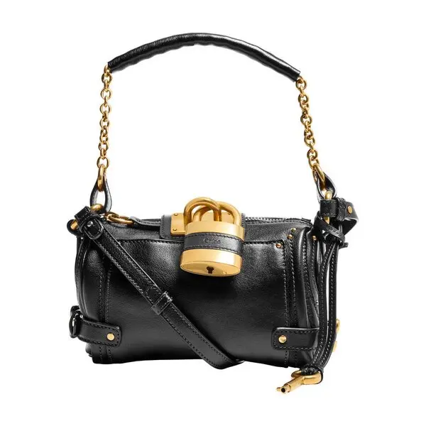 Chloé Leather Shoulder Bag With Signature Saddle Stitch And Lock Detail