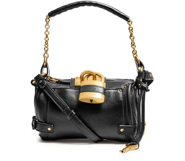Chloé Leather Shoulder Bag With Signature Saddle Stitch And Lock Detail