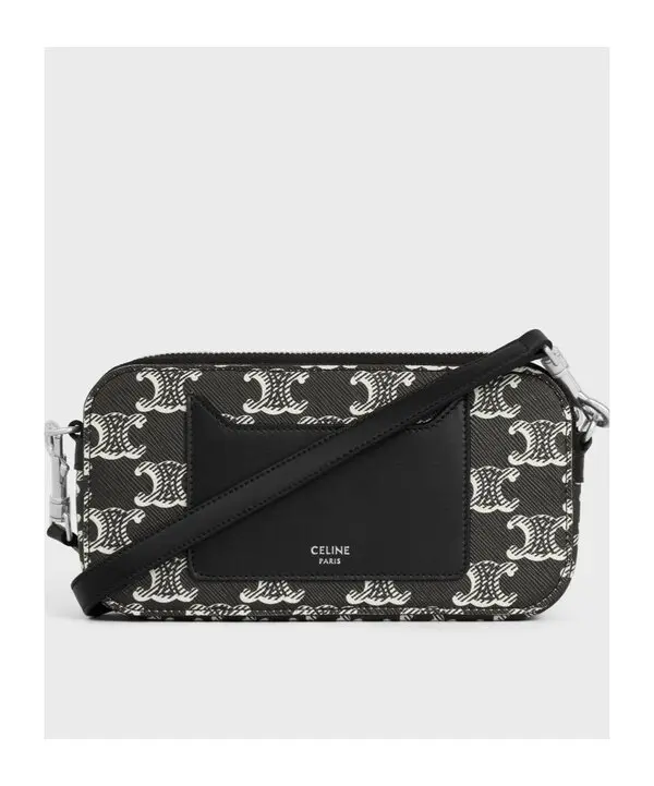 Celine Horizontal Pouch In Triomphe Canvas Two-tone With Print