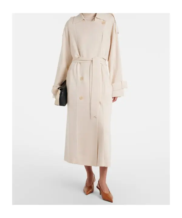 Jardin Des Orangers Wool And Cashmere Trench Coat - White