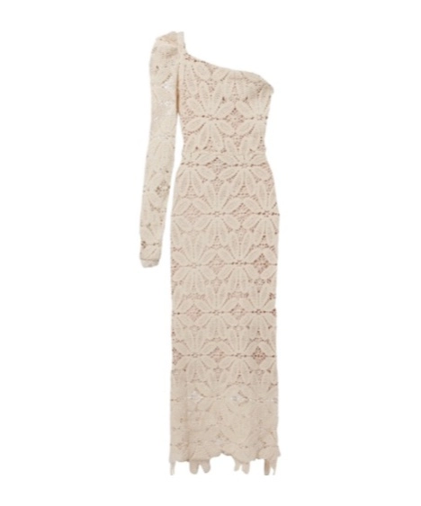 Farm Rio One-shoulder Floral Crochet Cotton Midi Dress - Nude
