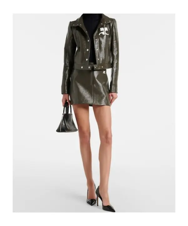 COURREGES Cotton-blend Vinyl Mini Skirt - Black
