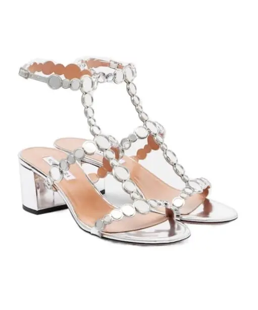 AQUAZZURA Solid Color Leather Sandals