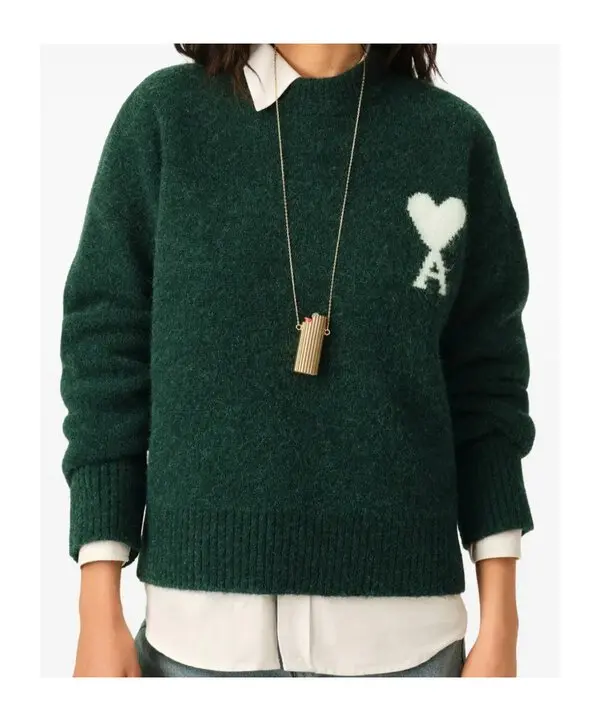 AMI Paris Logo Detailed Crewneck Jumper