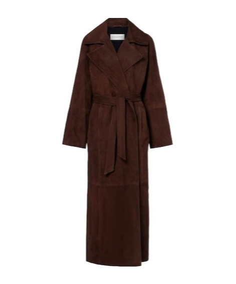 Nour Hammour Althea Suede Wrap Coat - Brown