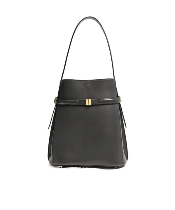 TOTEME Belted Leather Bucket Bag - Black