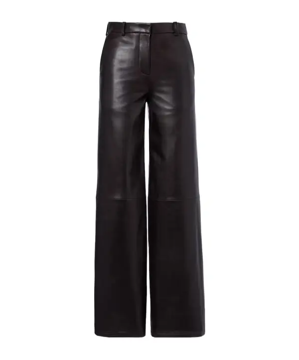 Nour Hammour Coda Leather Wide-leg Pants - Black