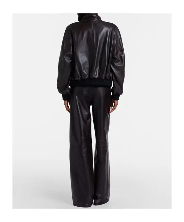 Nour Hammour Coda Leather Wide-leg Pants - Black