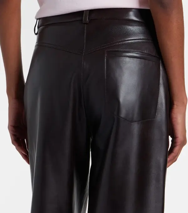 Nour Hammour Coda Leather Wide-leg Pants - Black