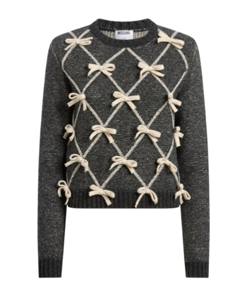 Moschino Wool-and-silk Blend Sweater With Bows - Lead