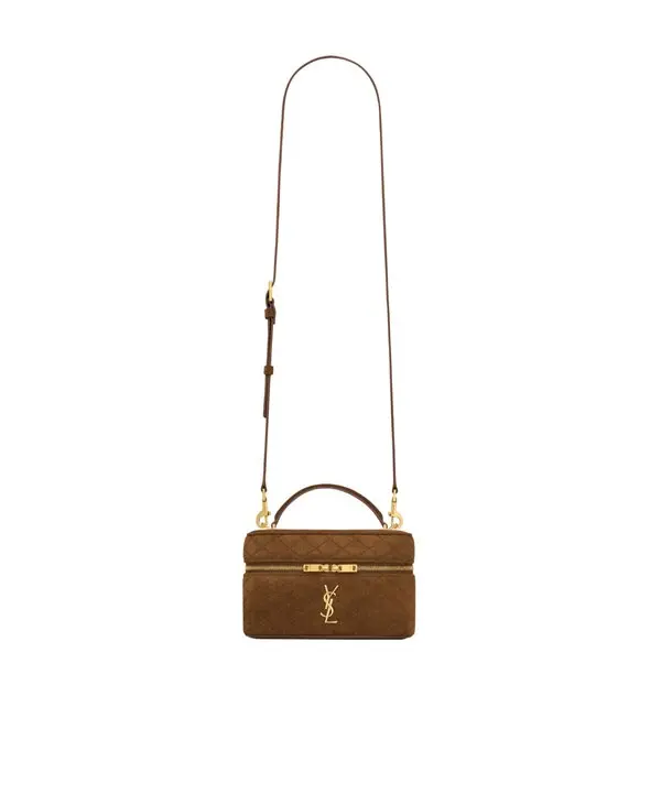 Saint Laurent Gaby Vanity Bag In Suede - Havana