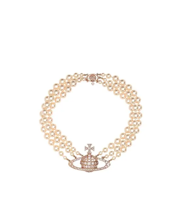 VIVIENNE WESTWOOD Pearl Necklace With Orb Pendant - Yellow