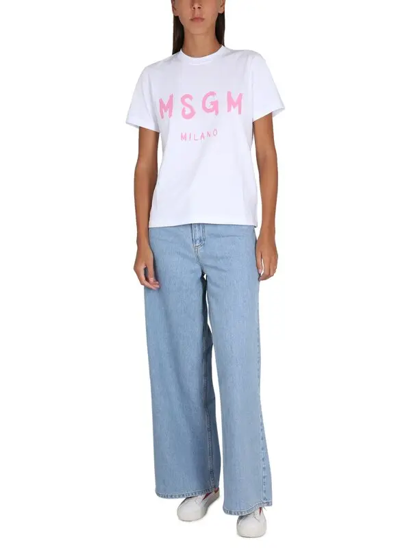 MSGM Logo Printed Crewneck T-shirt