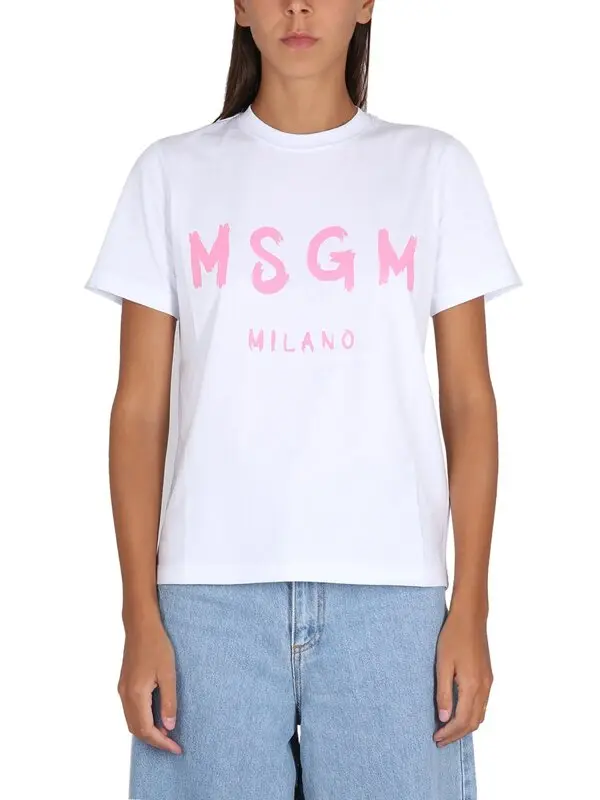 MSGM Logo Printed Crewneck T-shirt