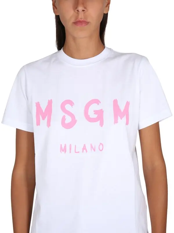 MSGM Logo Printed Crewneck T-shirt