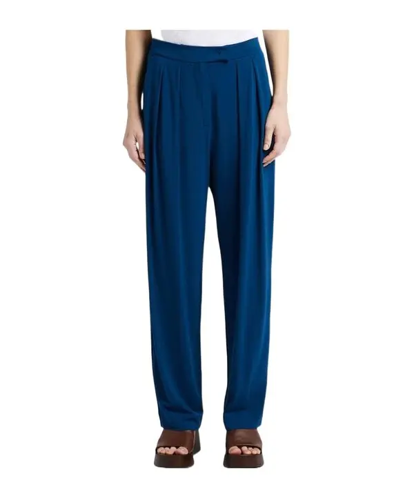 Max Mara Plain Knit Crepe Trousers - Blue