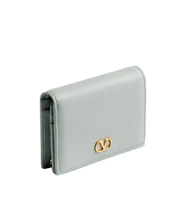 Valentino Garavani Vlogo Signature Grainy Calfskin Wallet - Sky Gray